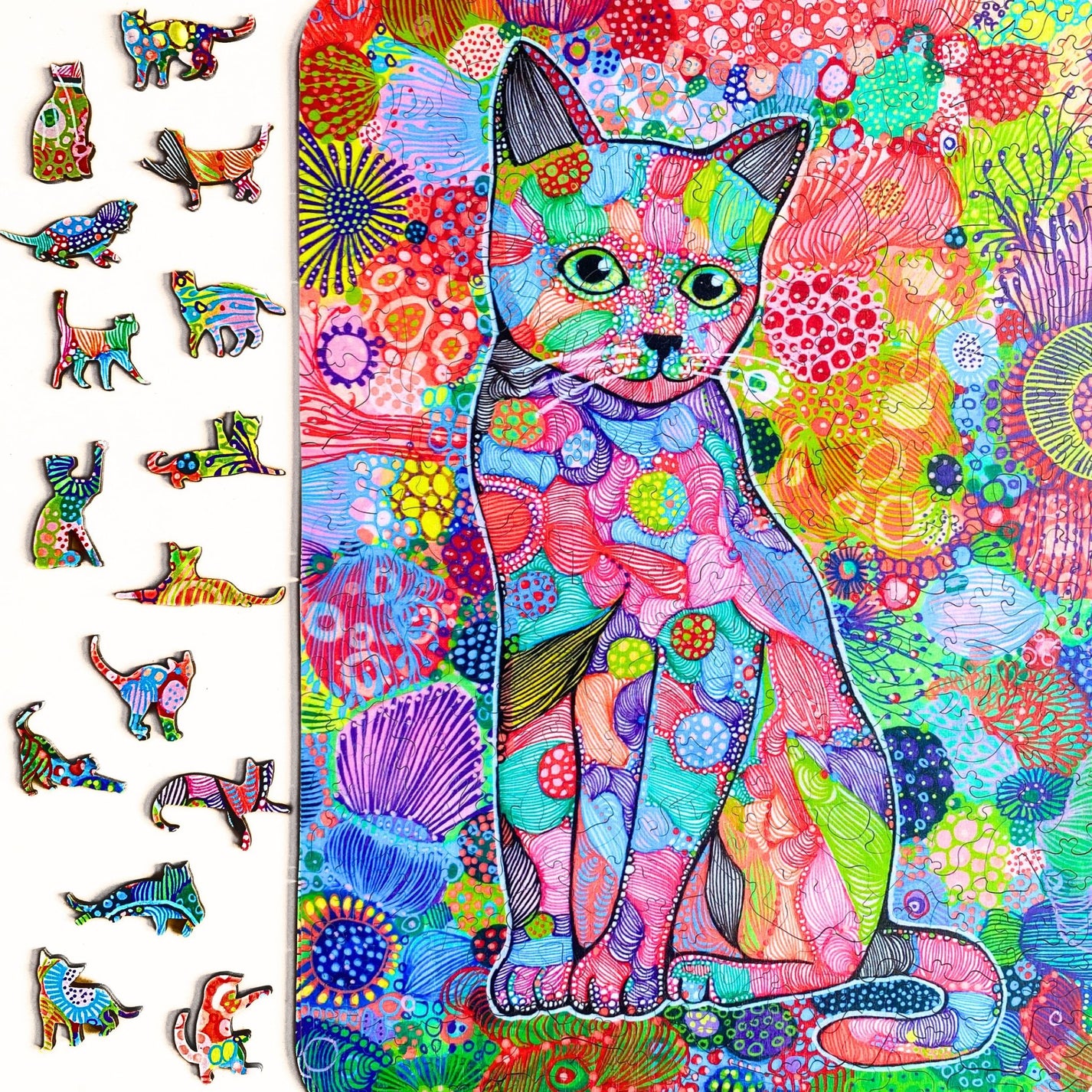 Wooden Jigsaw Puzzle | Carefree Cat Puzzle | Fun and Challenging ...