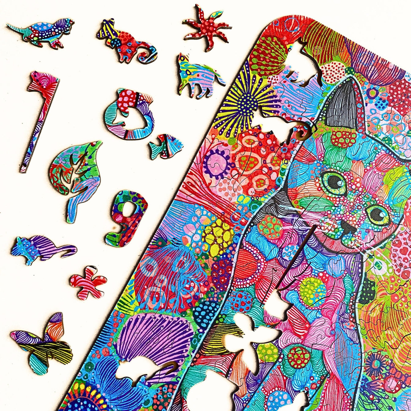 Wooden Jigsaw Puzzle | Carefree Cat Puzzle | Fun and Challenging ...