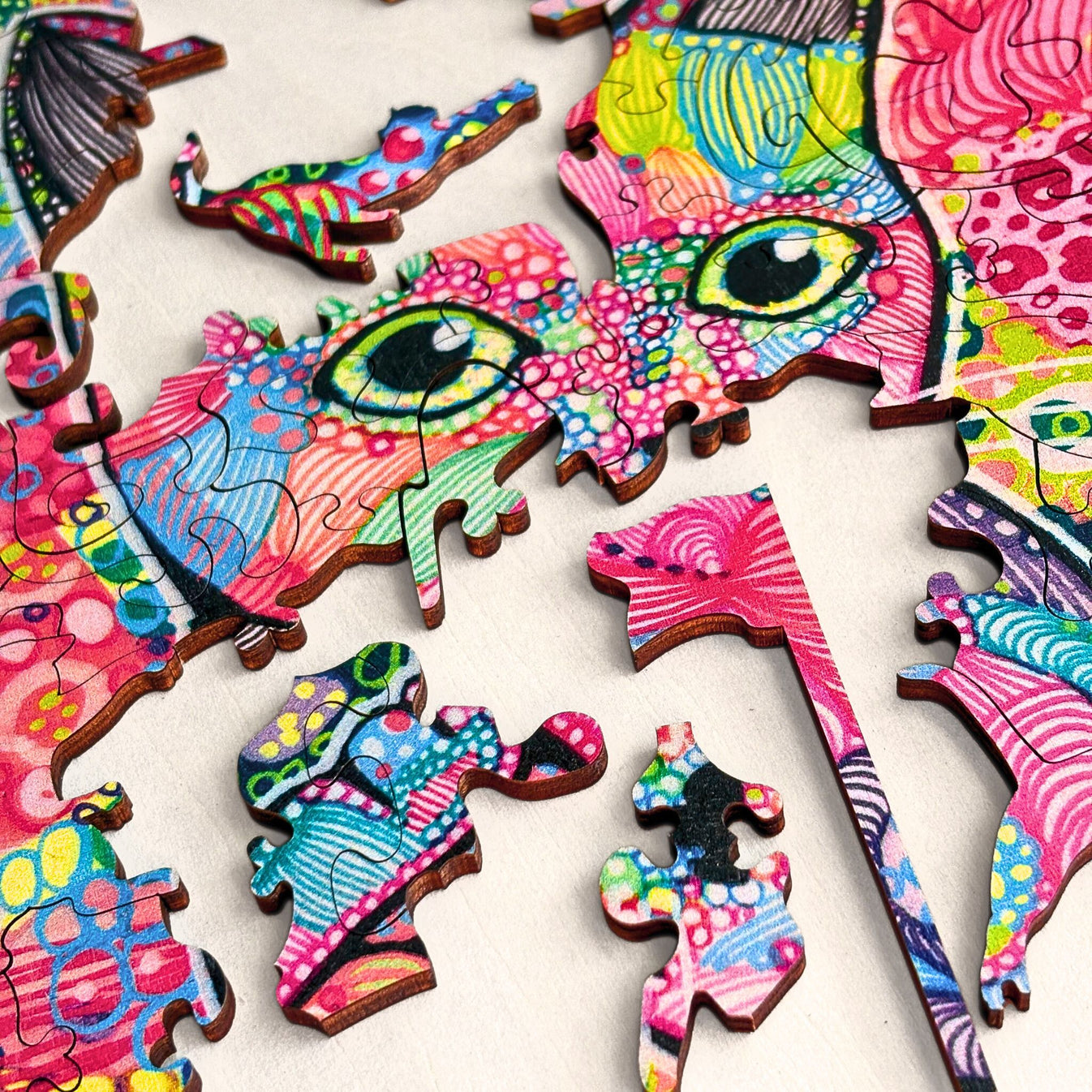 Wooden Jigsaw Puzzle | Carefree Cat Puzzle | Fun and Challenging ...