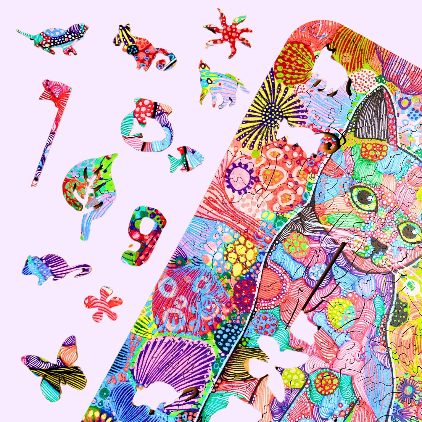Wooden Jigsaw Puzzle | Carefree Cat Puzzle | Fun and Challenging ...